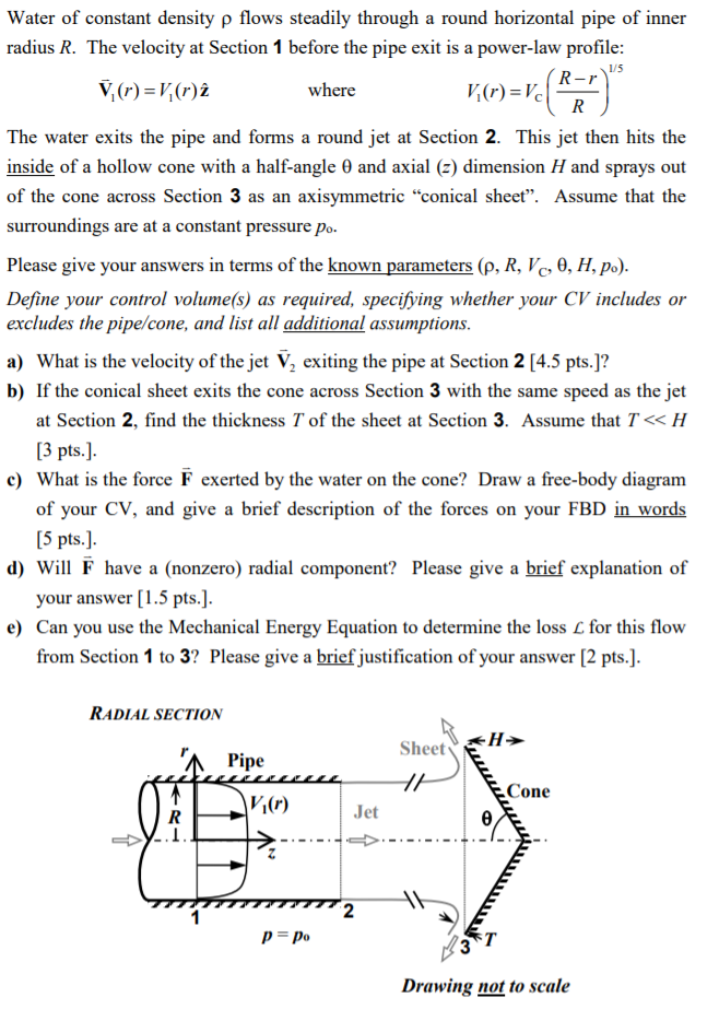 Water of constant density p flows steadily through a | Chegg.com