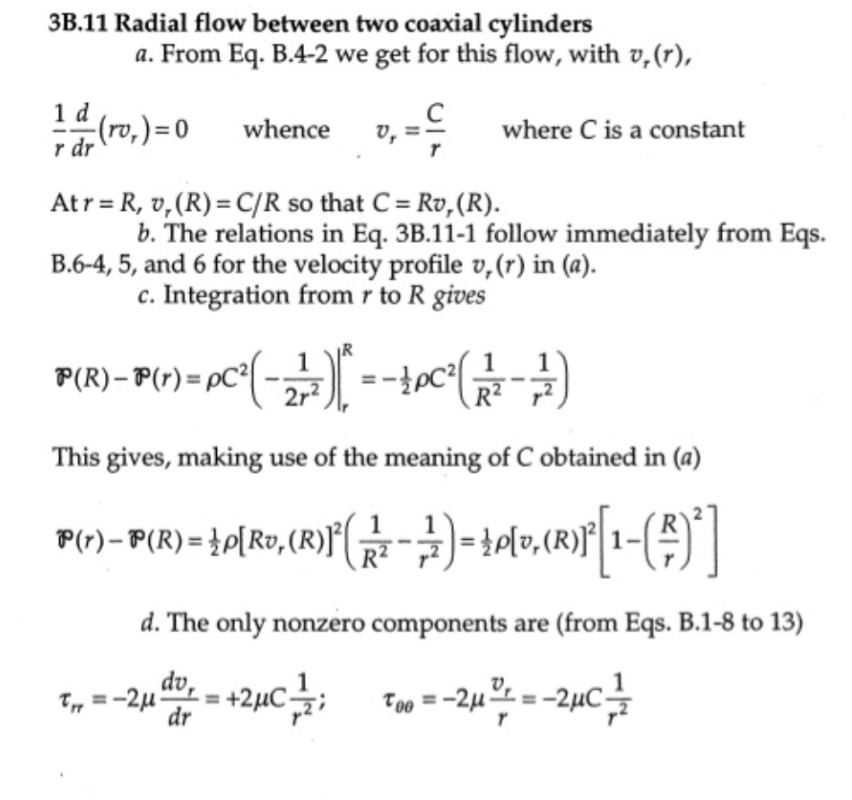 Solved 3B.11 Radial flow between two coaxial cylinders. Con- | Chegg.com