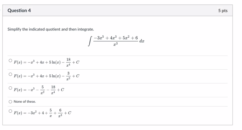 Solved Simplify the indicated quotient and then integrate. | Chegg.com