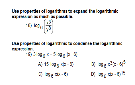 Solved Use properties of logarithms to expand the | Chegg.com