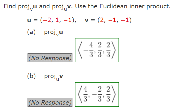 Find projVu and projuv. Use the Euclidean inner | Chegg.com