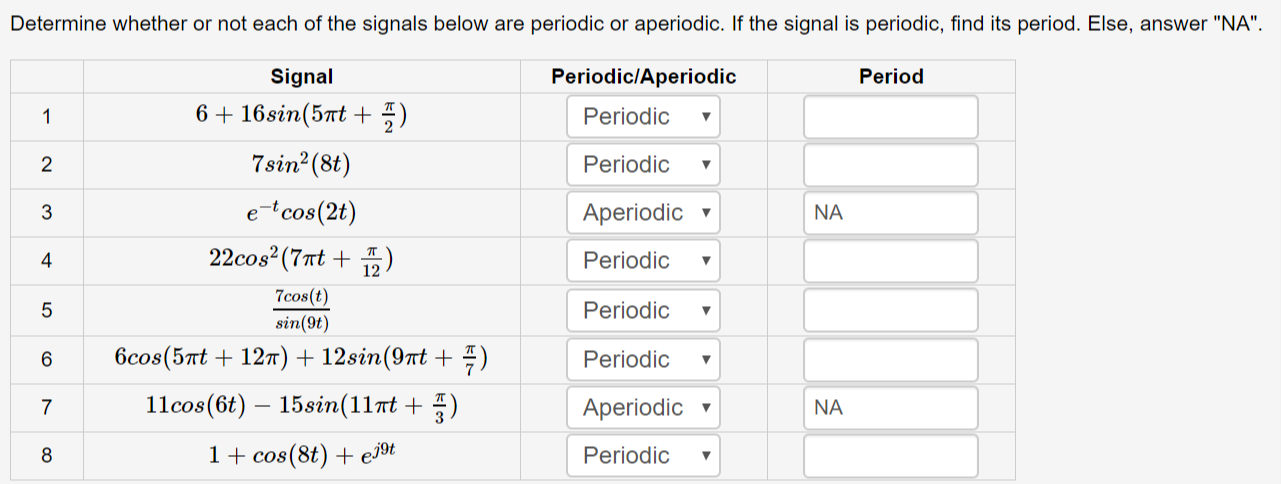 Solved Determine whether or not each of the signals below | Chegg.com