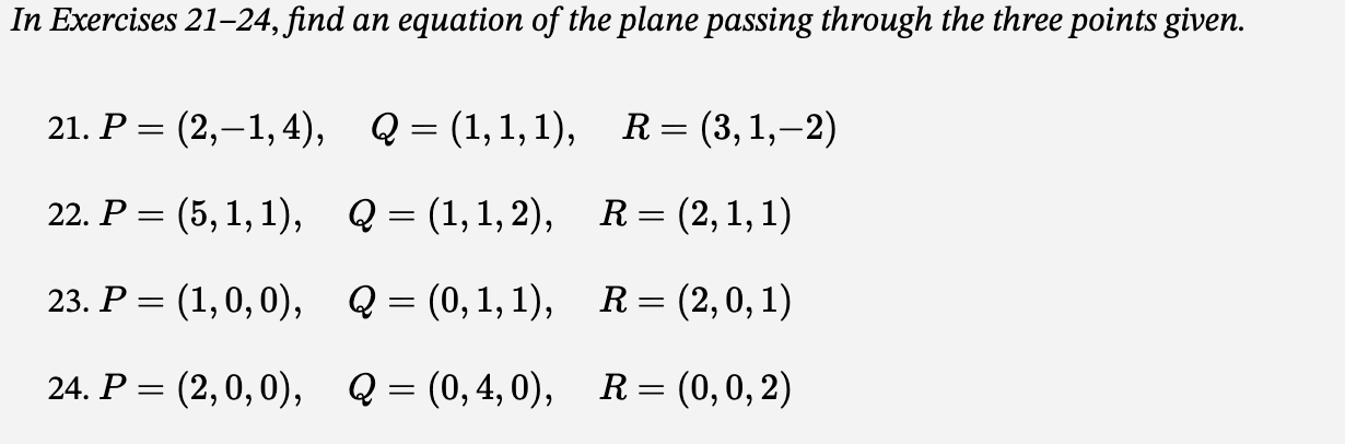 Solved In Exercises 21-24, find an equation of the plane | Chegg.com