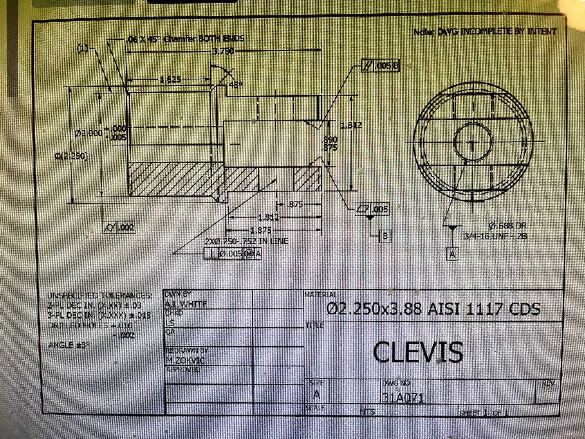 Solved What is the depth of the chamfer in the middle | Chegg.com