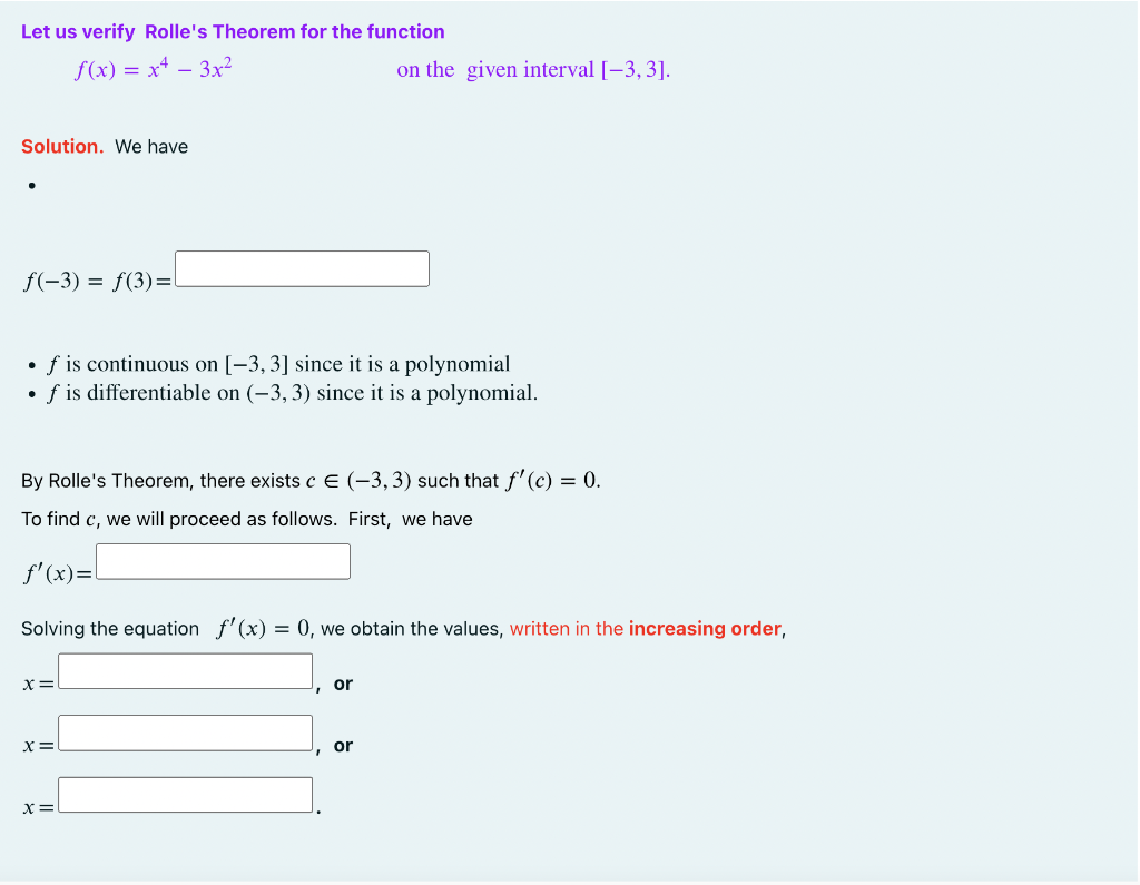 Solved Let us verify Rolle's Theorem for the function | Chegg.com