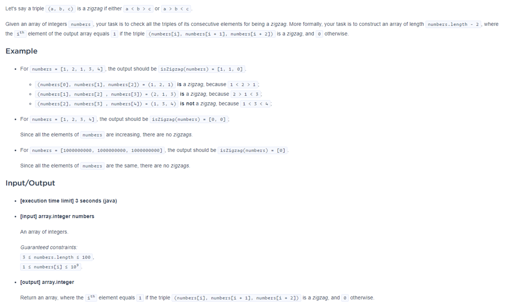 Solved Let's say a triple is a zigzag if either Given an | Chegg.com