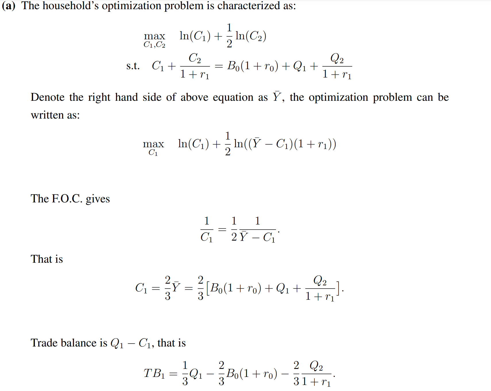 Solved can u show STEP BY STEP how the FOC and trade balance | Chegg.com