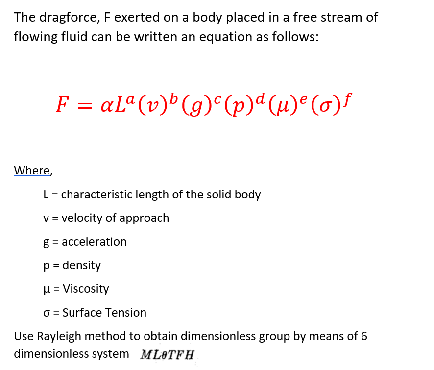 Solved The dragforce, F exerted on a body placed in a free | Chegg.com