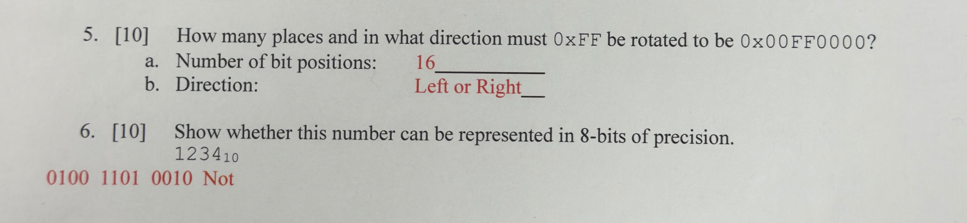 Solved 5. [10] How many places and in what direction must | Chegg.com