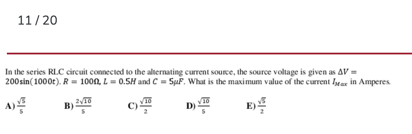 Solved In the series RLC circuit connected to the | Chegg.com