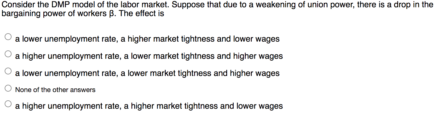 Solved Consider the DMP model of the labor market. Suppose | Chegg.com