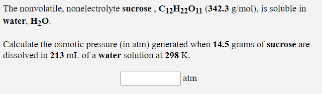 Solved The nonvolatile, nonelectrolyte sucrose, C12H22011 | Chegg.com