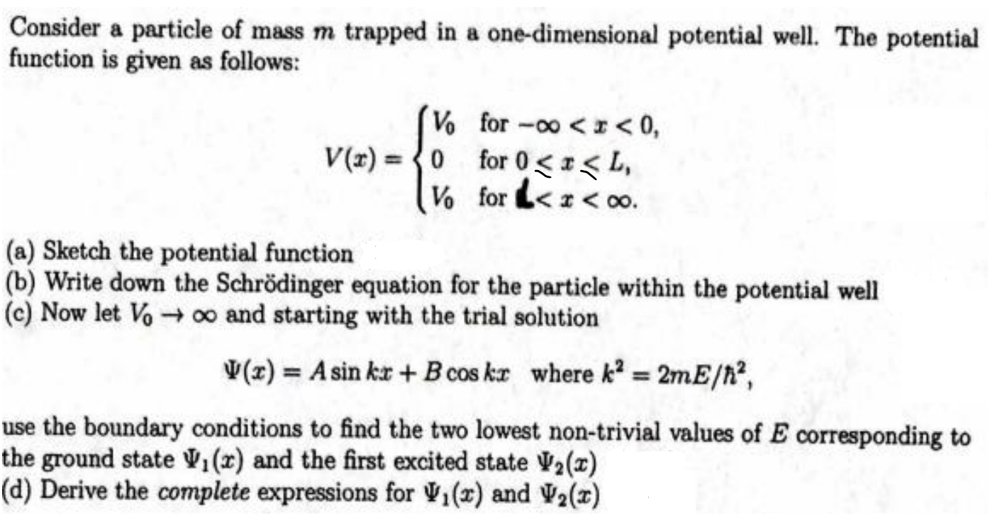 Solved Consider a particle of mass m trapped in a | Chegg.com