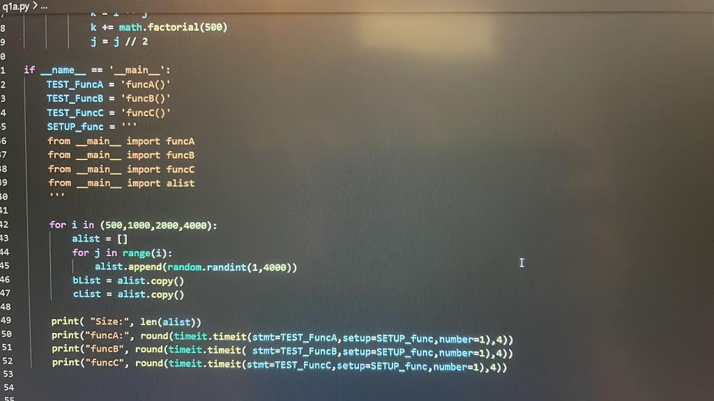 Solved q1a.py > ... 1 import random 2 I 3 import timeit 4 | Chegg.com