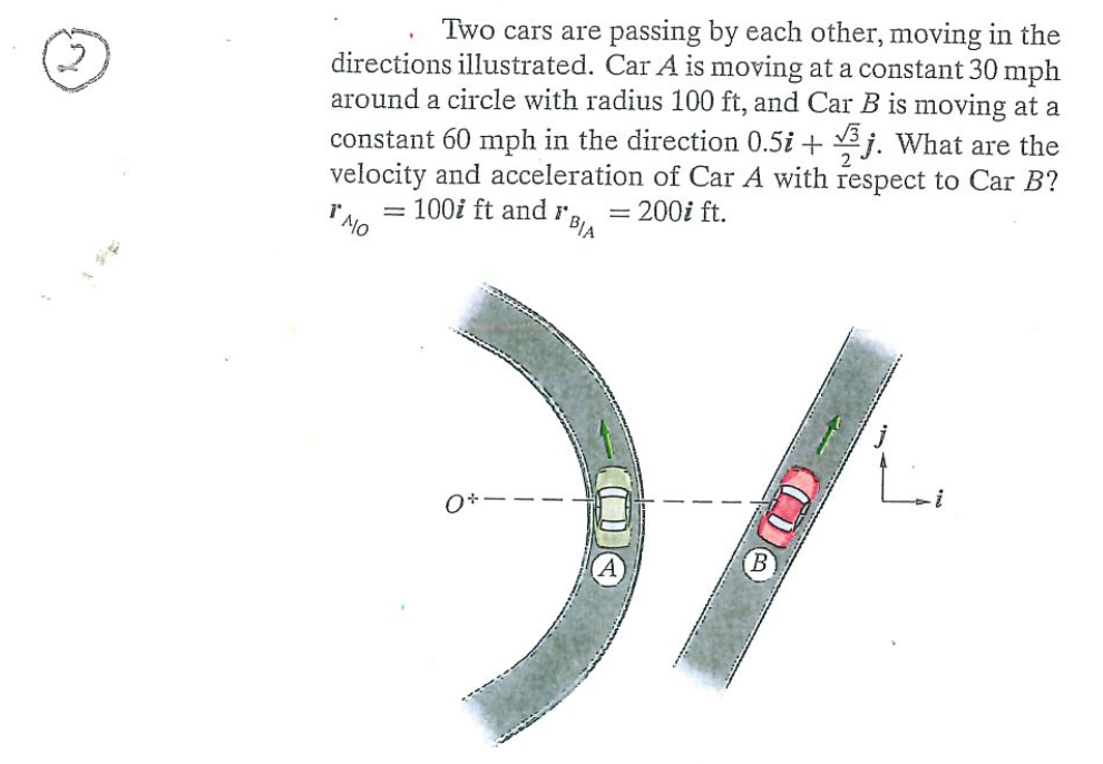 Solved . Two cars are passing by each other, moving in the | Chegg.com
