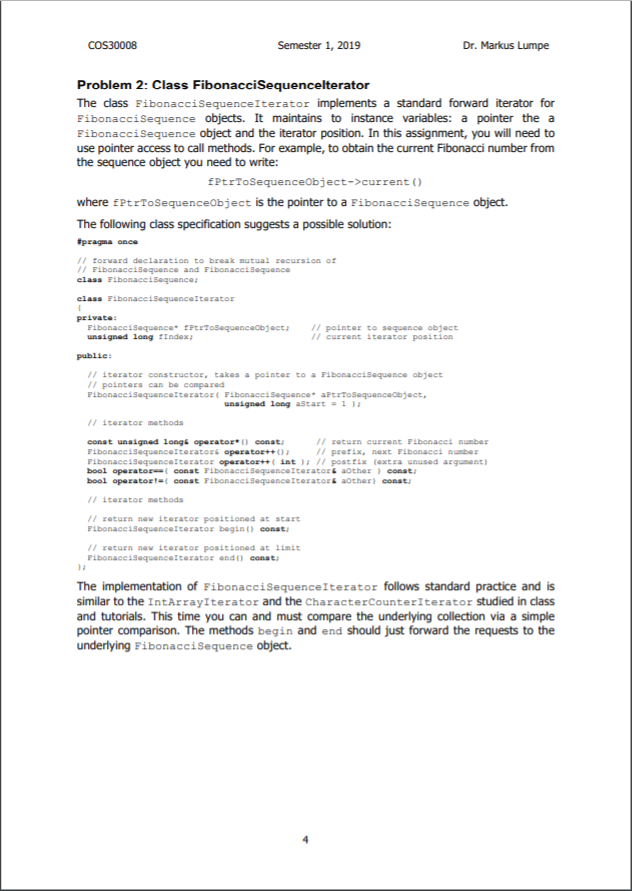 COS30008 Semester 1, 2019 Dr. Markus Lumpe Problem | Chegg.com