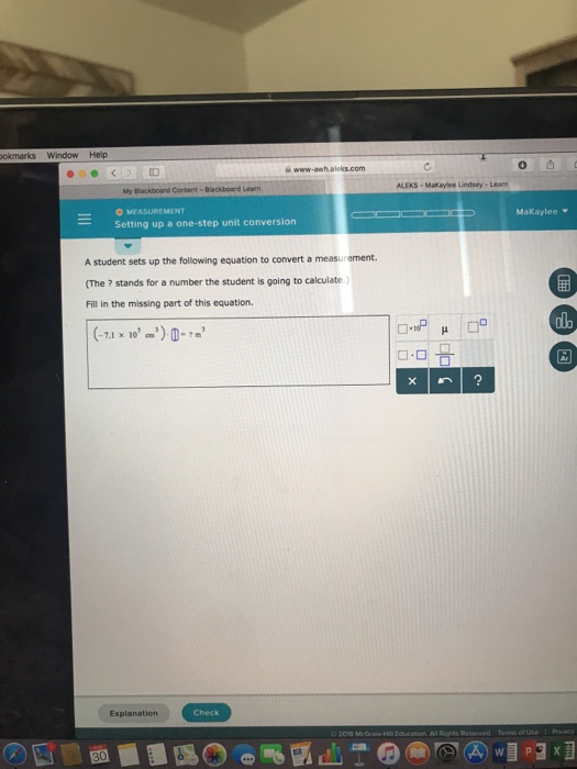 Solved okmarks Window Help o u LEKS Makaylee Lindsey- Learn | Chegg.com