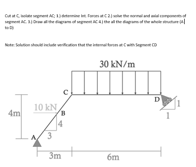 Solved Cut at C, isolate segment AC: 1.) determine Int. | Chegg.com