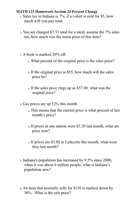 Solved MATH 123 Homework Section 24 Percent Change l. Sales | Chegg.com