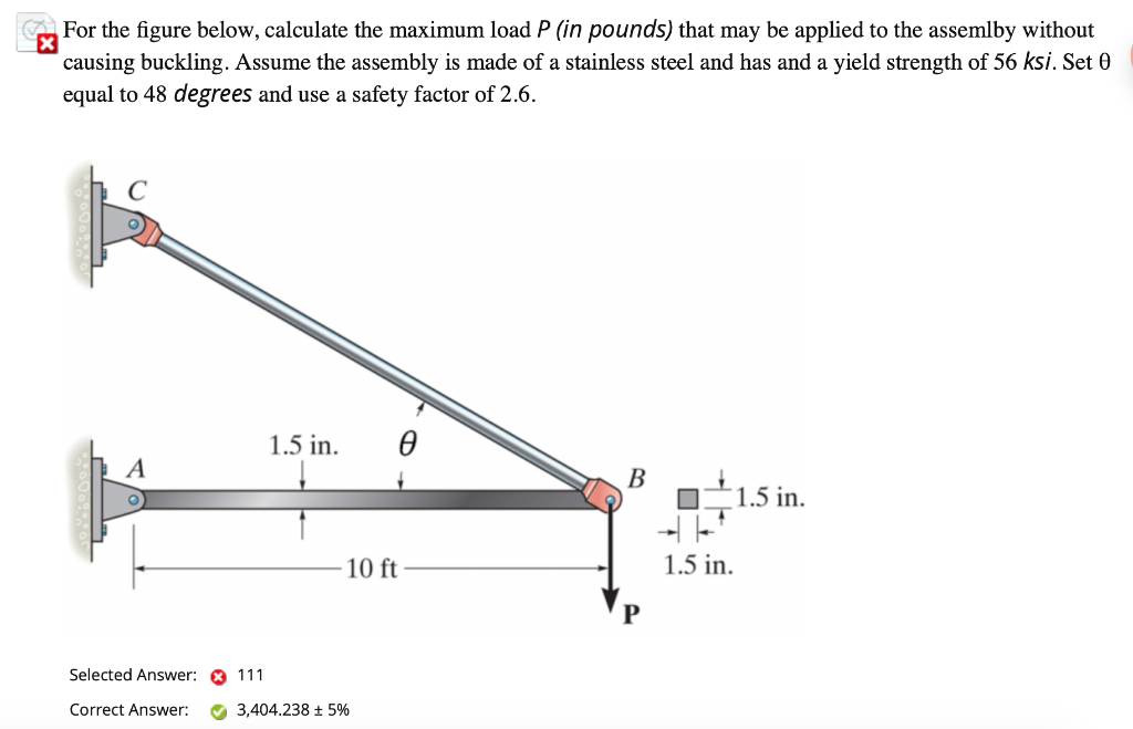 Solved For the figure below, calculate the maximum load P | Chegg.com