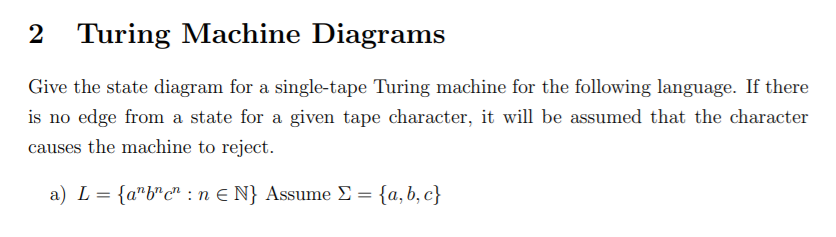 Solved 2 Turing Machine Diagrams Give the state diagram for | Chegg.com