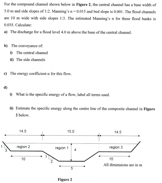 Solved For the compound channel shown below in Figure 2, the | Chegg.com