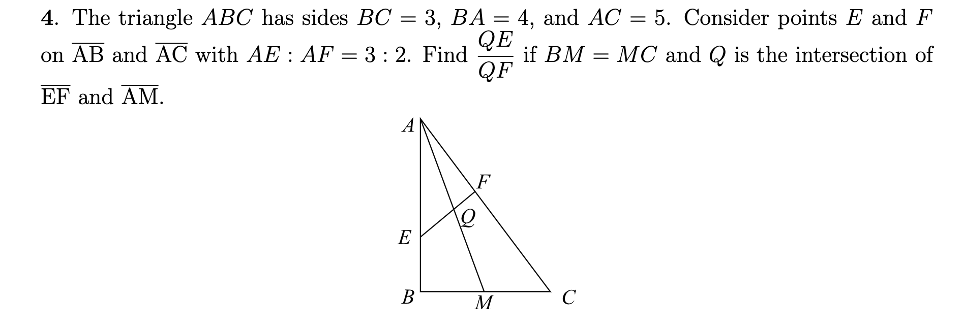 4. The triangle ABC has sides BC=3,BA=4, and AC=5. | Chegg.com