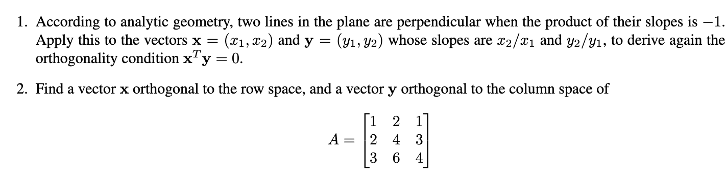 Solved According to ﻿analytic geometry, two lines in ﻿the | Chegg.com