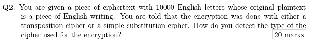 Solved Q2. You are given a piece of ciphertext with 10000 | Chegg.com