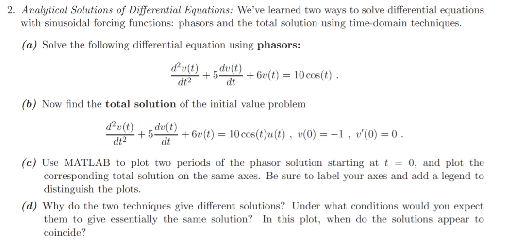 Solved 2. Analytical Solutions of Differential Equations: | Chegg.com