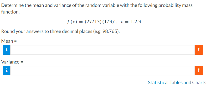 Solved Determine the mean and variance of the random | Chegg.com