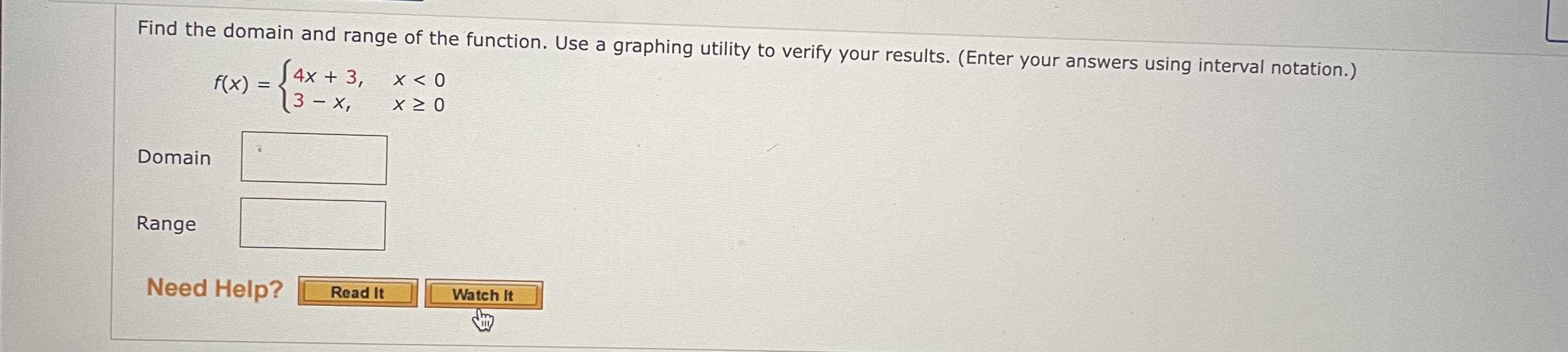 Solved Find the domain and range of the function. Use a | Chegg.com