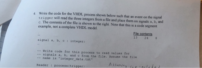 4. Write the code for the VHDL process shown below | Chegg.com