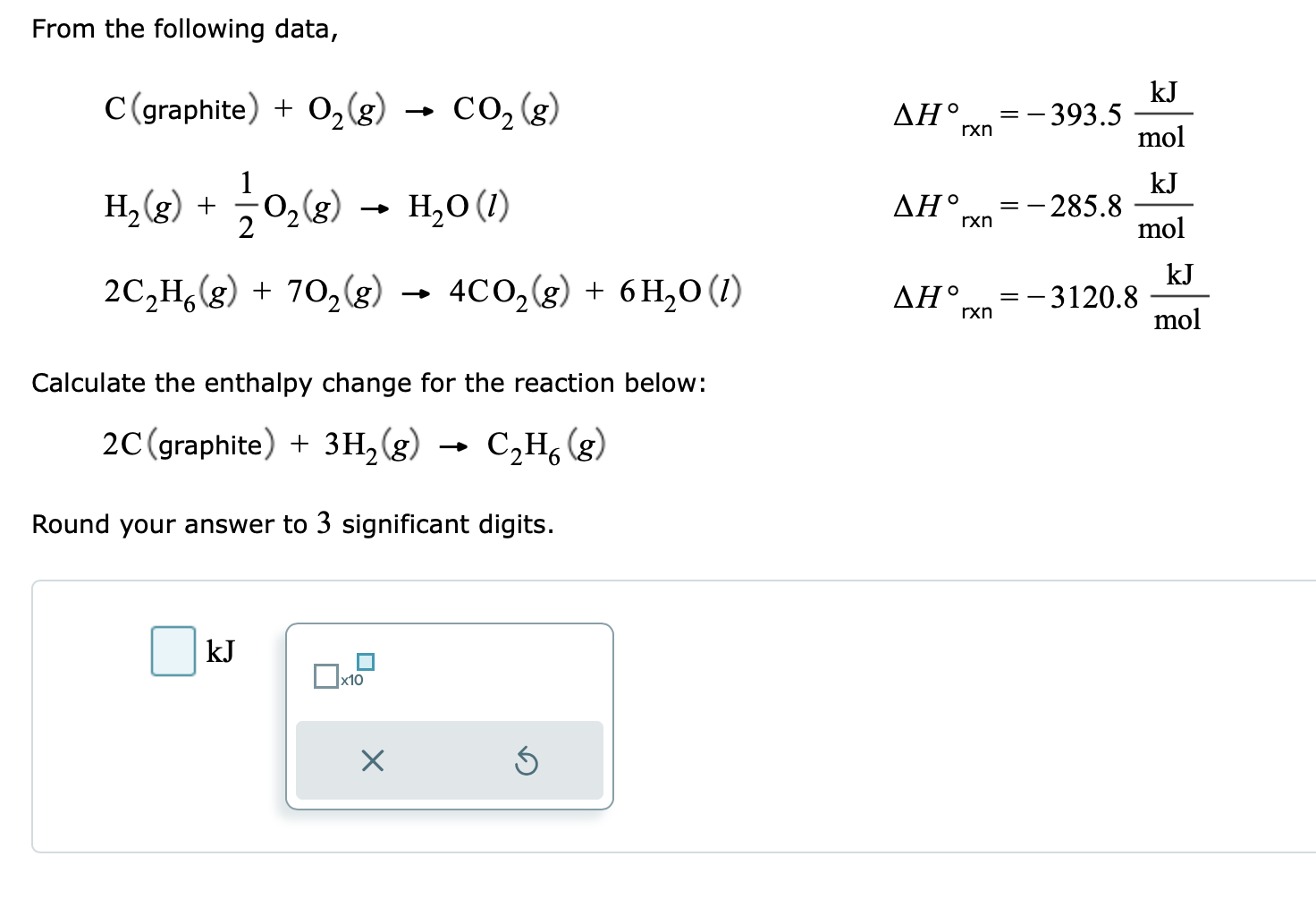 Solved From the following data, C( graphite | Chegg.com