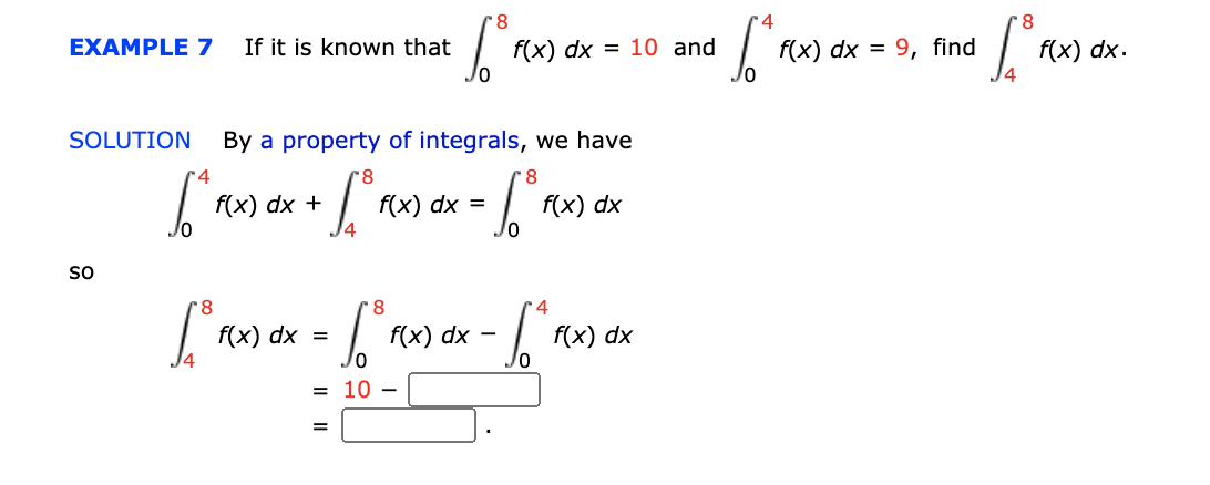 Solved 8 8 EXAMPLE 7 If it is known that 609 f(x) dx = 10 | Chegg.com