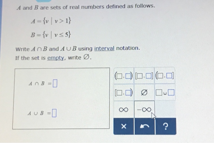 Solved A and B are sets of real numbers defined as follows. | Chegg.com