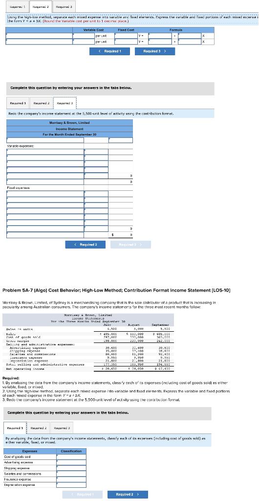 Solved Problem 5A-7 (Algo) Cost Behavior; High-Low Method; | Chegg.com