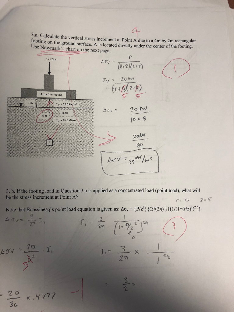 Solved 千 3.a. Calculate the vertical stress increment at | Chegg.com