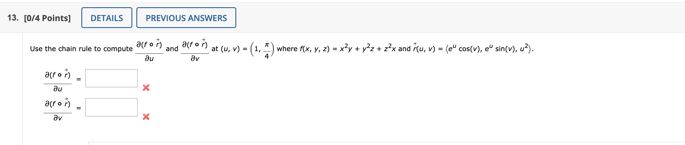 Solved Use the chain rule to compute ∂u∂(f∘r) and ∂v∂(f∘r) | Chegg.com