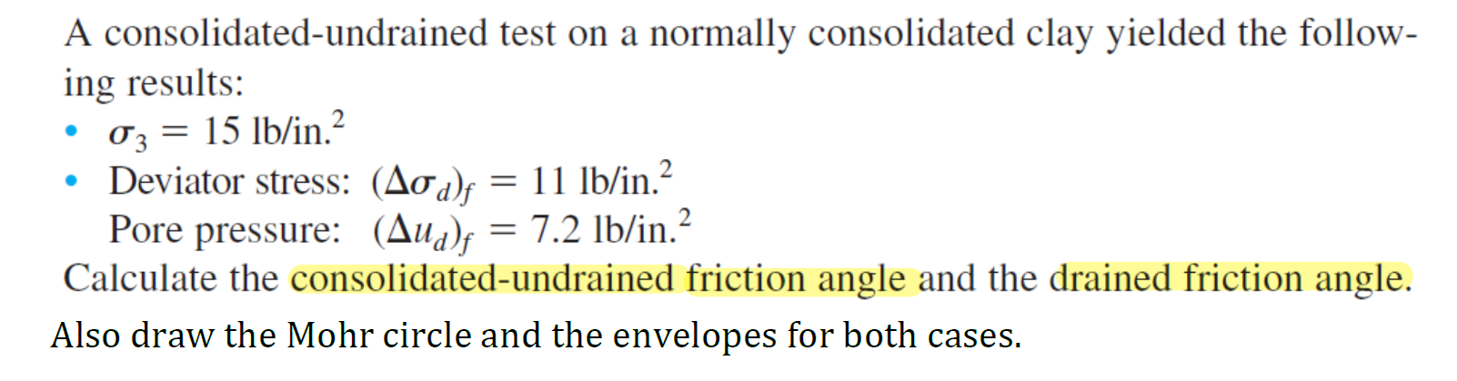 Solved A consolidated-undrained test on a normally | Chegg.com Solved A consolidated-undrained test on a normally | Chegg.com