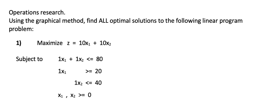 Solved Operations research. Using the graphical method, find | Chegg.com