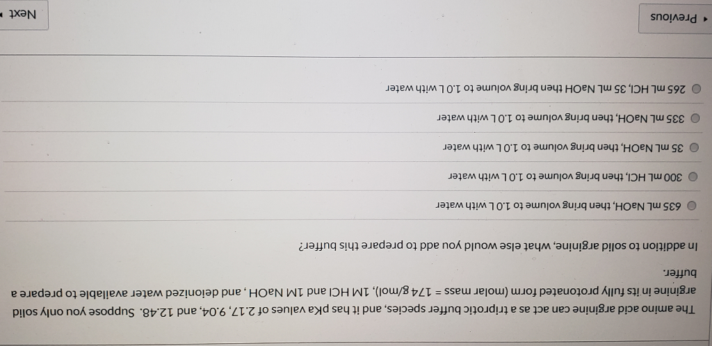 The amino acid arginine can act as a triprotic buffer | Chegg.com