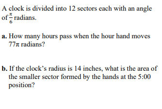 Solved A clock is divided into 12 sectors each with an angle | Chegg.com