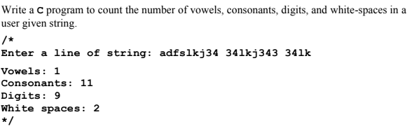 Solved Write a C program to count the number of vowels, | Chegg.com