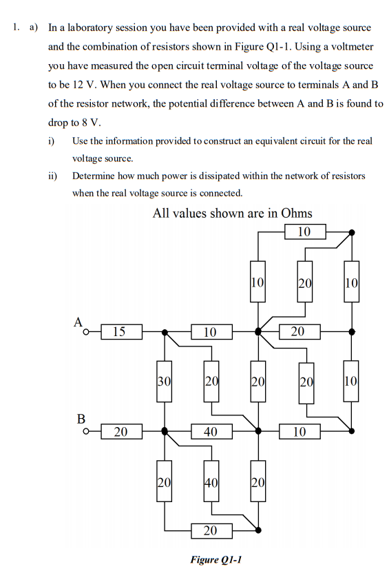 Solved 1. a) In a laboratory session you have been provided | Chegg.com