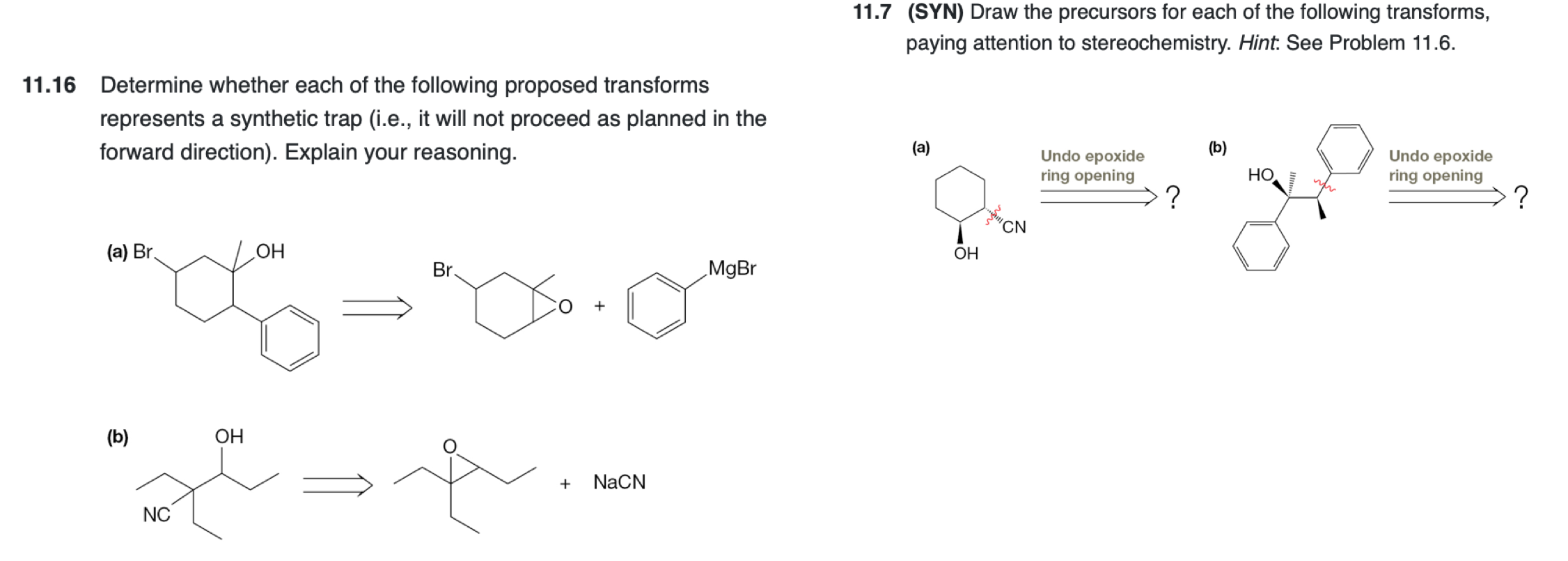 Solved 11.7 (SYN) Draw the precursors for each of the | Chegg.com