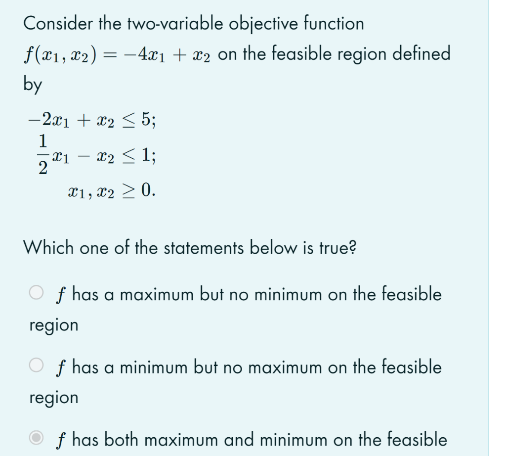 Solved Consider The Two Variable Objective Function F 21