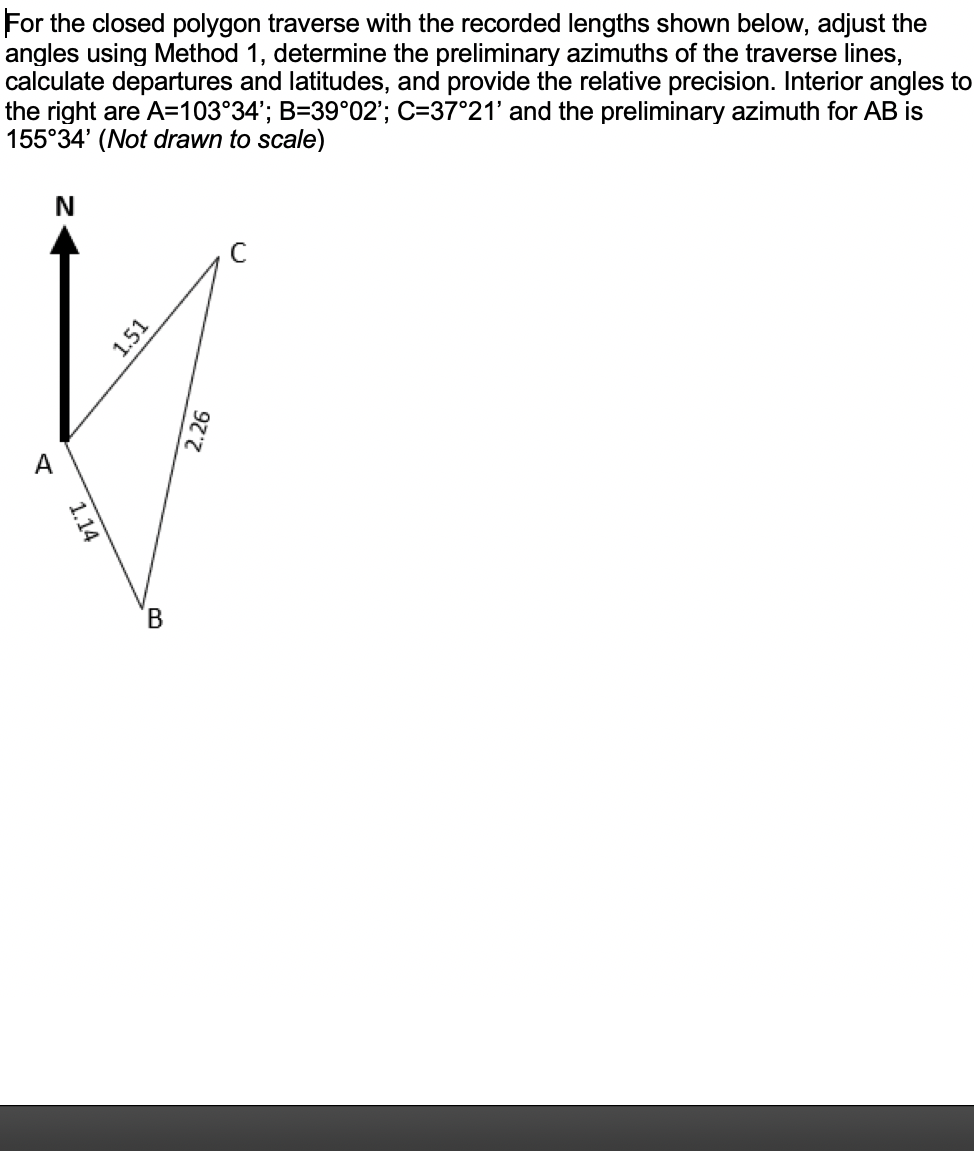 Solved For the closed polygon traverse with the recorded | Chegg.com
