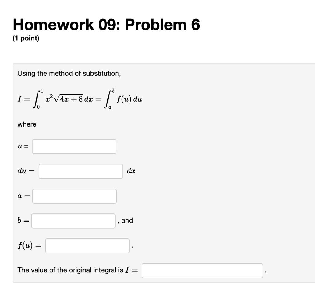 Solved Homework 09: Problem 6 (1 point) Using the method of | Chegg.com