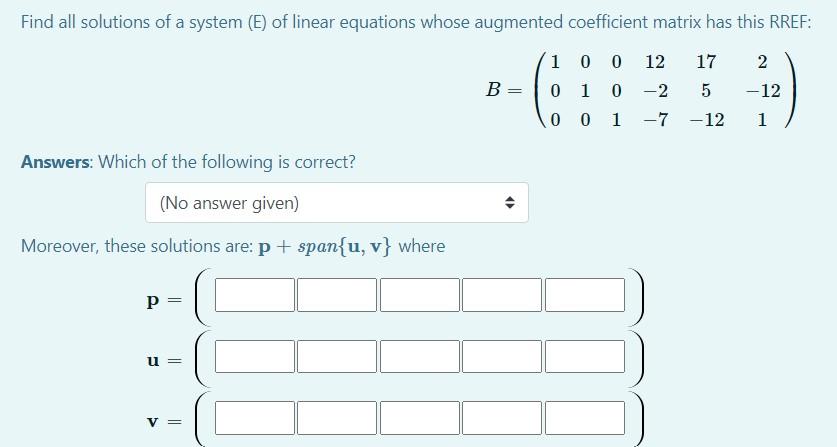 Solved Find all solutions of a system (E) of linear | Chegg.com